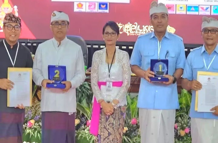 Penetapan Nomor Urut Paslon Pemilihan Wali Kota Denpasar 2024 : Abdi No.1 , Jaya–Wibawa No. 2 ...